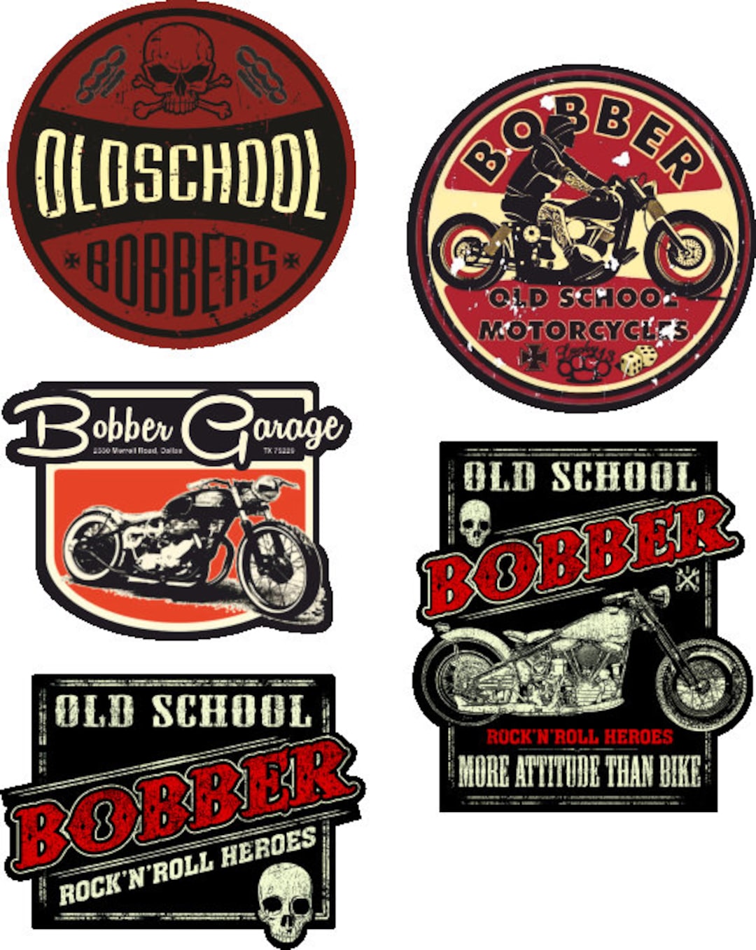 5x BOBBER Sticker Cult Motorcycle Sticker Set Cafe Racer Oldtimer ...