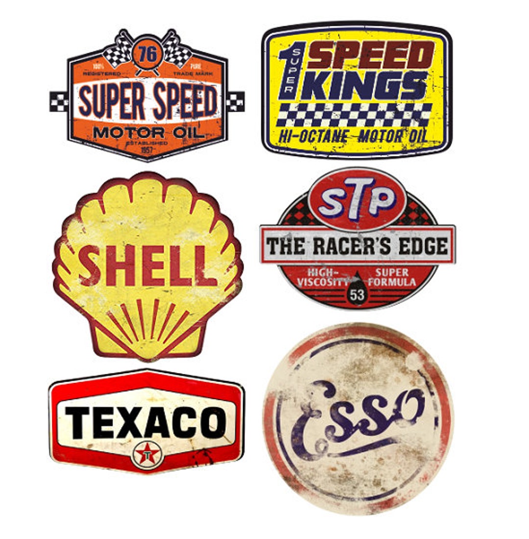 6x Super Vintage Oldschool Stickers Cult Stickers Hotrod V8 USA Car Oil ...