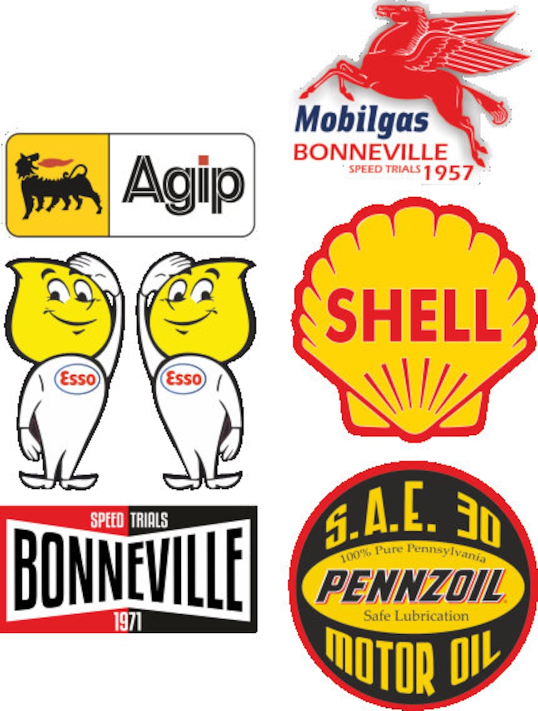 7x USA Oil Sticker Cult Sticker Set Vintage Classic Car Shell Pennzoil ...