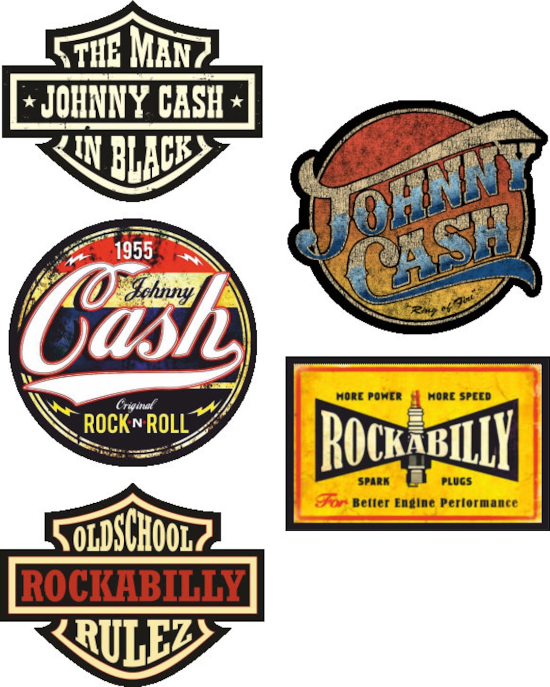 5x Johnny Cash Sticker Cult Sticker Set Music Oldtimer Rock N Roll ...