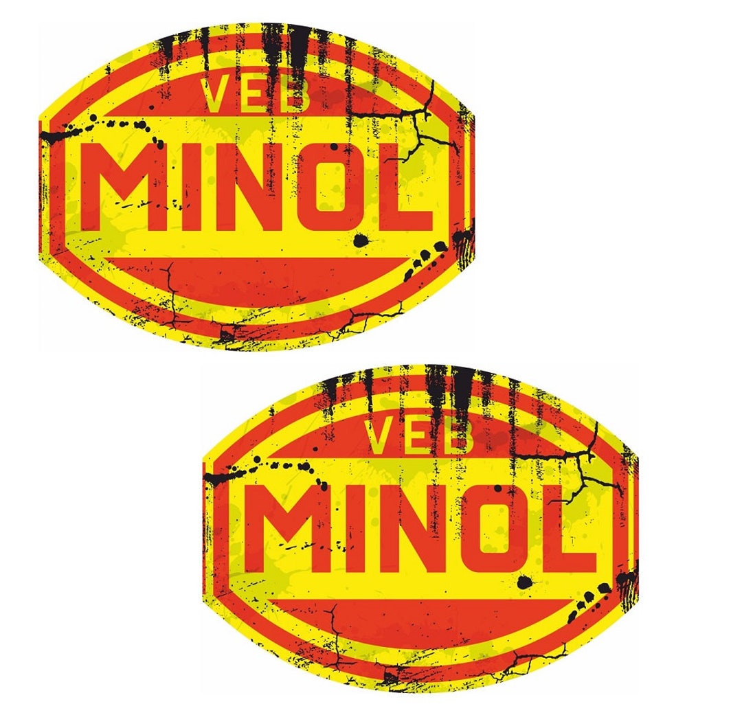 2x VEB Minol Vintage Aufkleber DDR Sticker Auto Motorrad Oldtimer ...