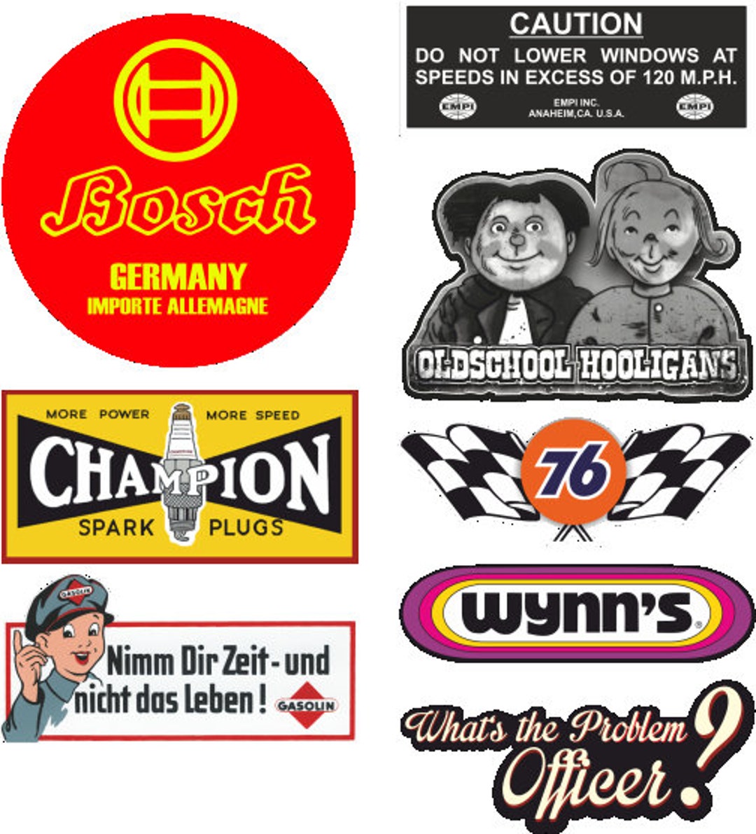 8x Kult Aufkleber Sticker Set Oldtimer Vintage Youngtimer Hotrod V8 ...