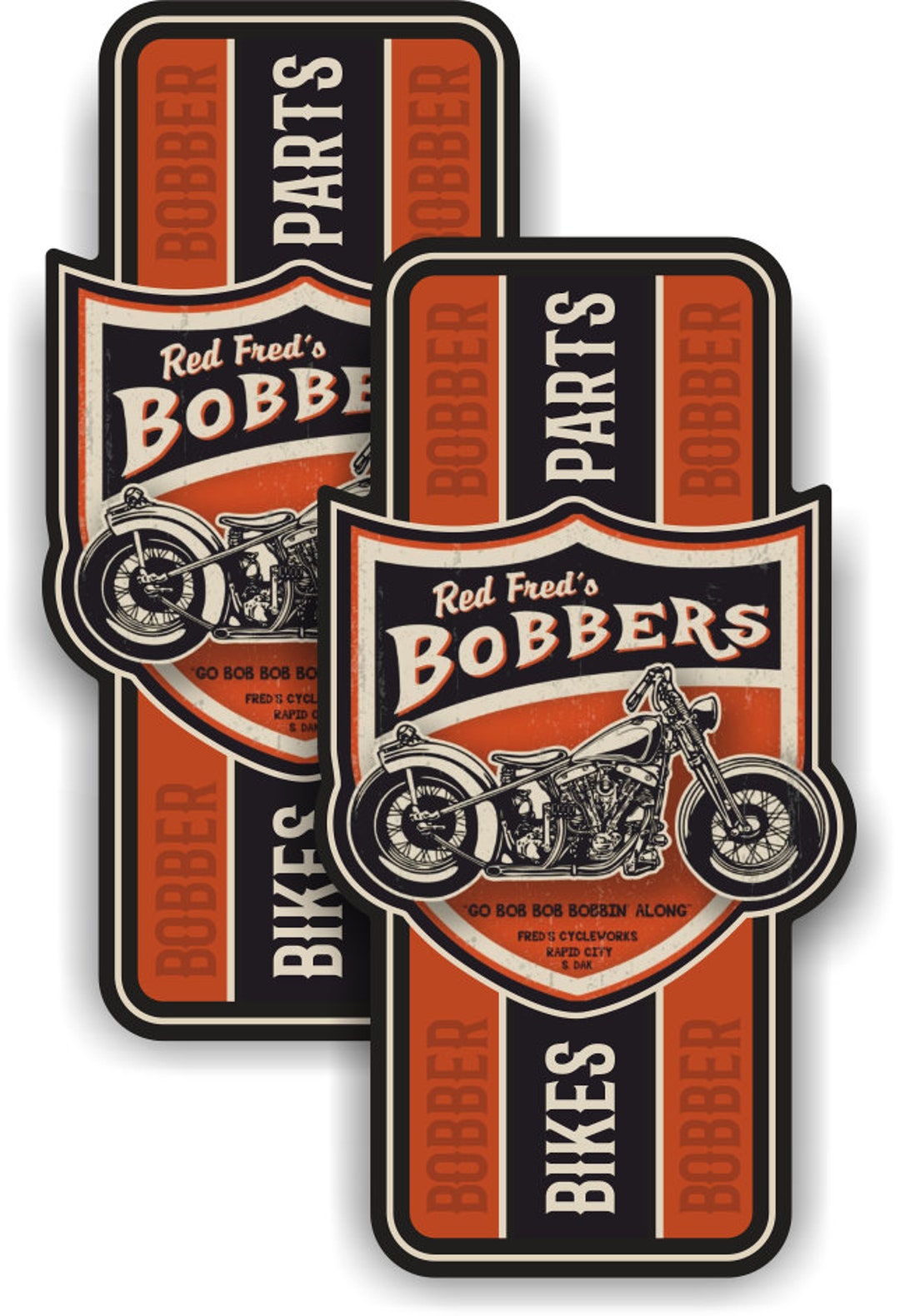 2x Bon Vieux Bobber Sticker Vintage Sticker Voiture Moto Oldtimer Culte ...