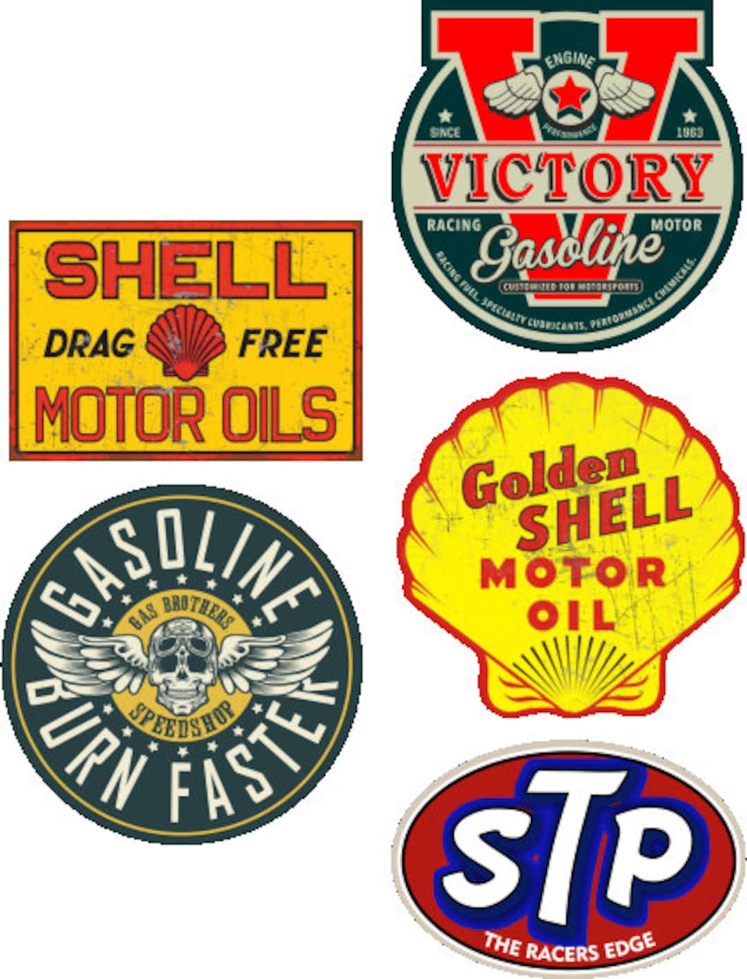 5x USA Öl Aufkleber Kult Sticker Set Vintage Oldtimer Shell STP Hotrod ...