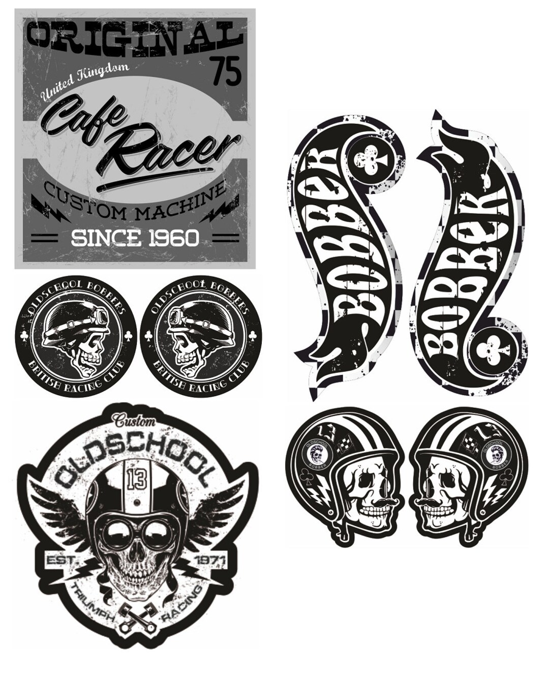 8x Cafe Racer Sticker Cult Sticker Set Oldtimer Motorcycle Biker Bobber ...