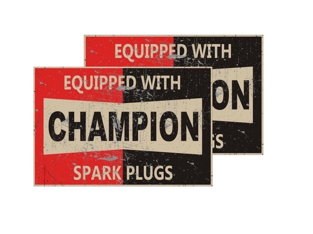 2x Champion Vintage Sticker Cult Sticker Old School Classic Car V8 ...