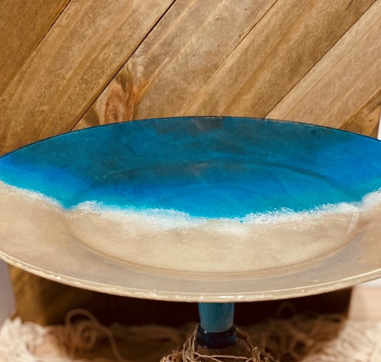 Beach Cake Stand Ocean Theme Pedestal Cake Stand Handpainted Beach Cake ...
