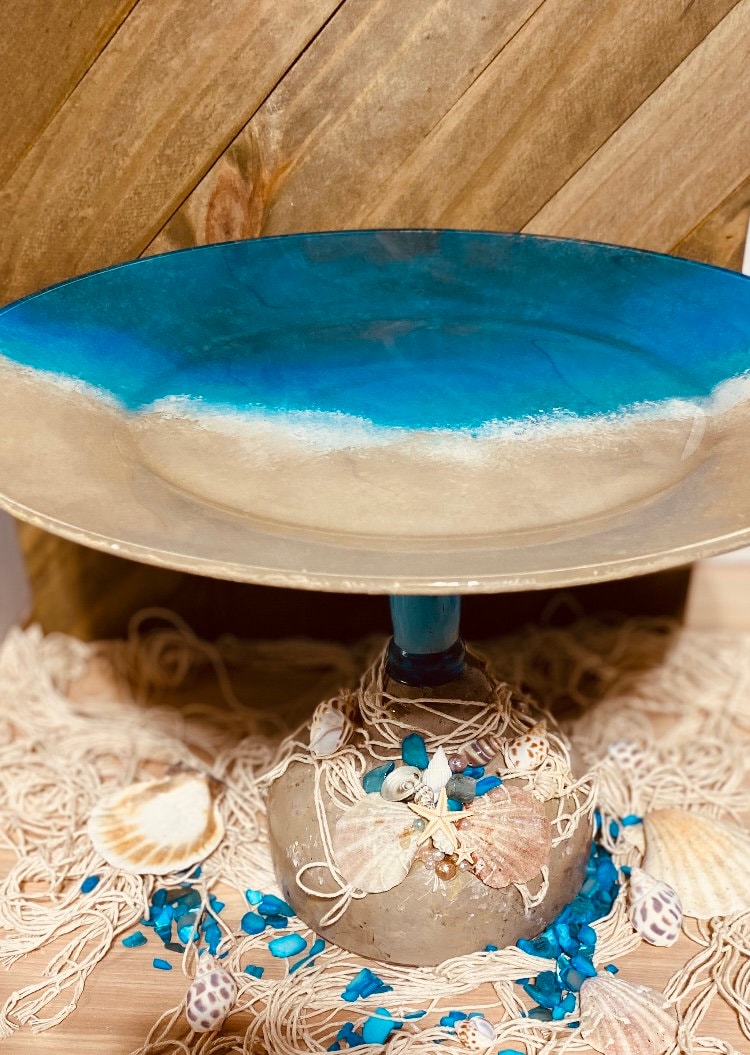 Beach Cake Stand Ocean Theme Pedestal Cake Stand Handpainted Beach Cake ...