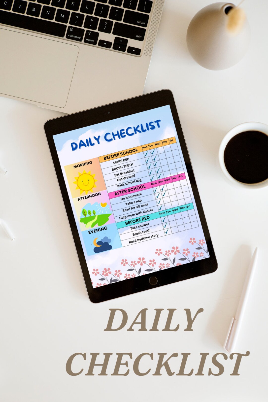 Kids Daily Checklist Printable Editable Daily Schedule - Etsy