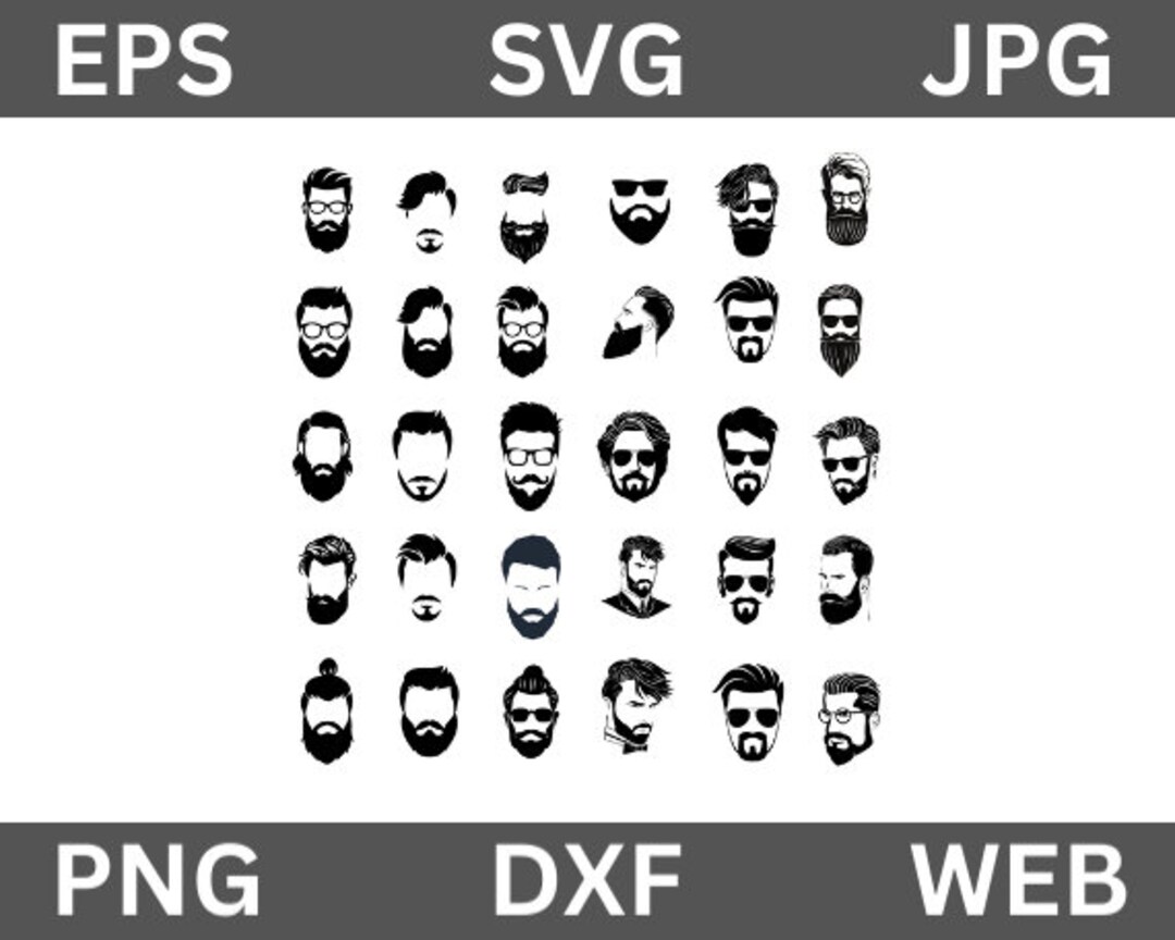 Beard Bundle SVG, Beard Svg, Beard Vector Instant Svg, Beard Face Svg ...