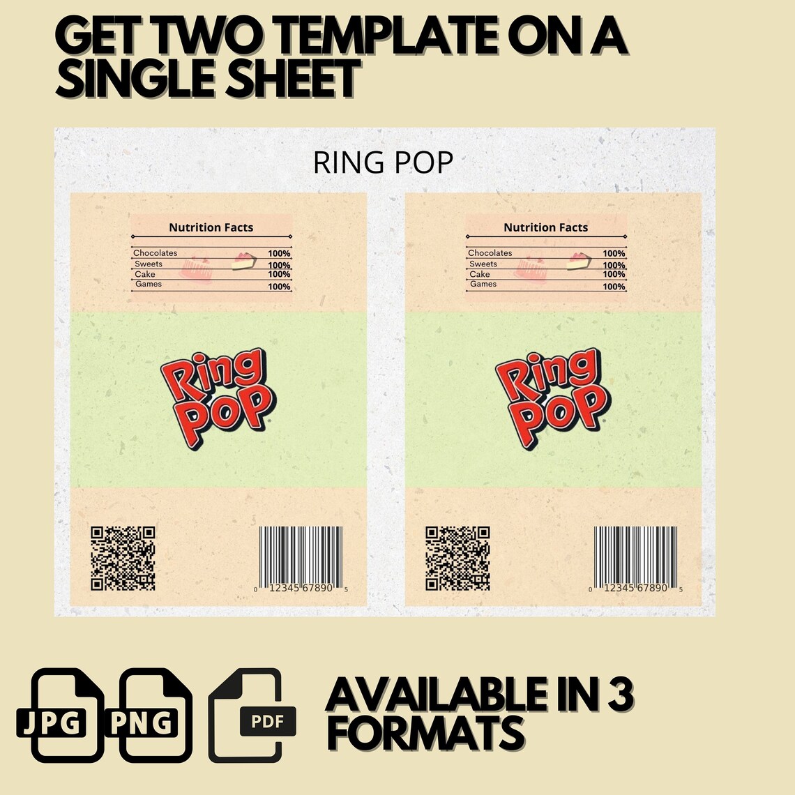 Ring Pop Template L Ring Pop Wrapper L Ring Pop Label | Digital ...