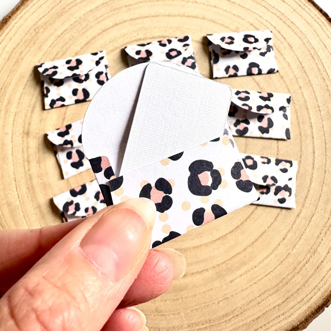 10 Animal Print Mini Envelopes and Blank Cards, Leopard Teeny Tiny ...