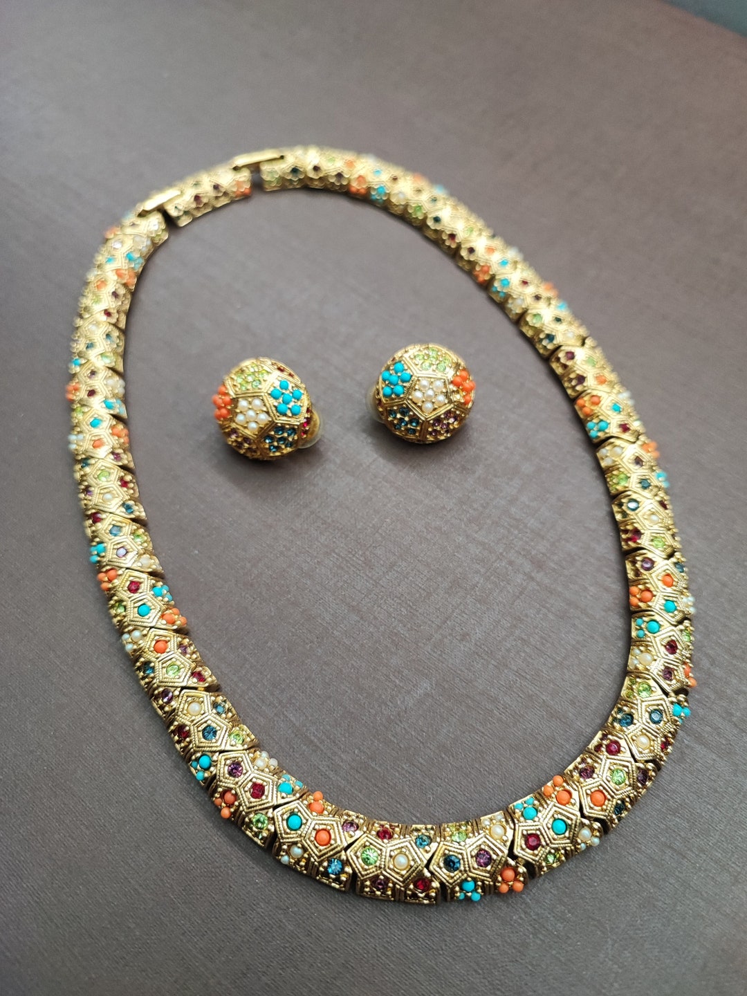 D'orlan Buried Treasure Collection Necklace and Clips Earrings Set ...