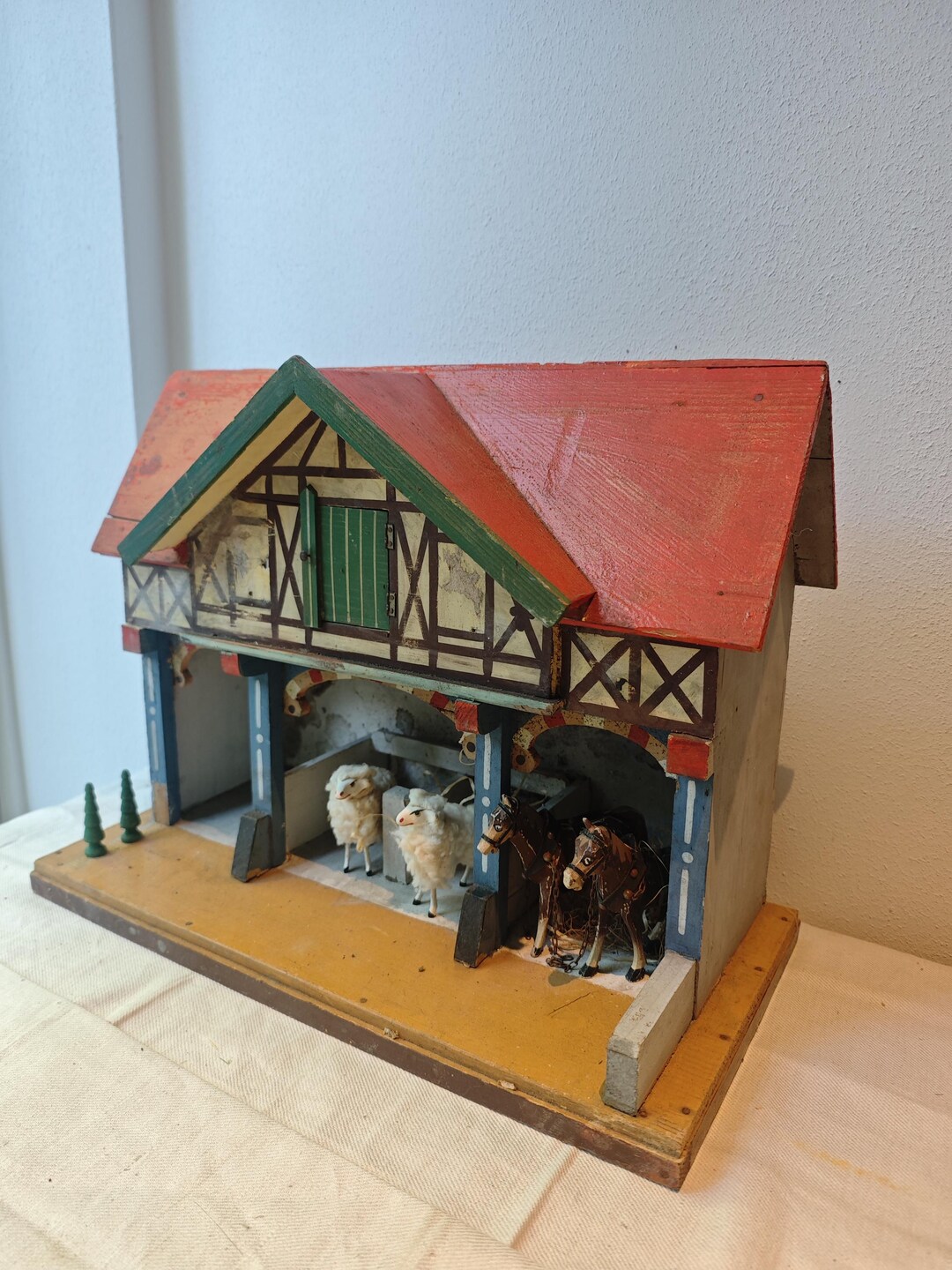 Antique Horse Stable With Animals German Erzgebirge Style Ca. 1930-1940 ...