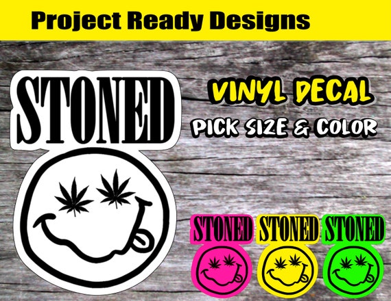 Stoned Smiley Vinyl Decal 420 Smiley Sticker Stoned Emoji - Etsy