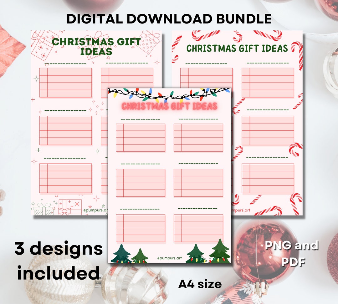 Christmas Present List | Holiday Shopping Checklist | Blank Christmas ...