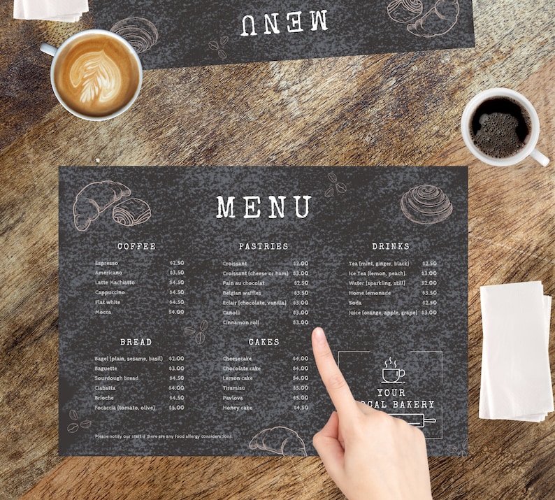 Rustic Bakery Menu Template for Canva Edit Your Own Custom Minimal ...