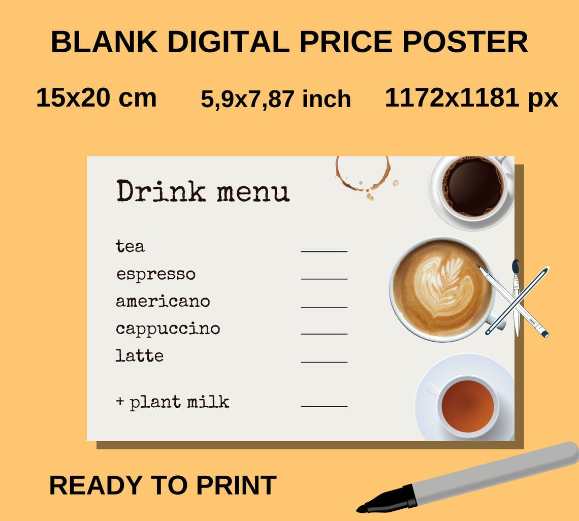 Blank Coffee Printables DIGITAL DOWNLOAD Ready to Print - Etsy