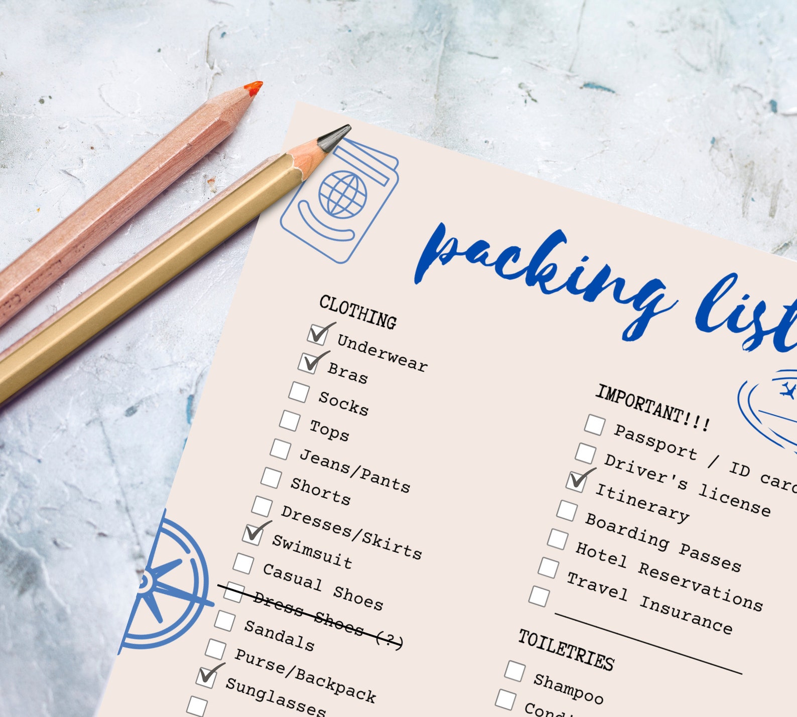Packing List CANVA TEMPLATE | Edit Your Own Travel Packing Checklist ...