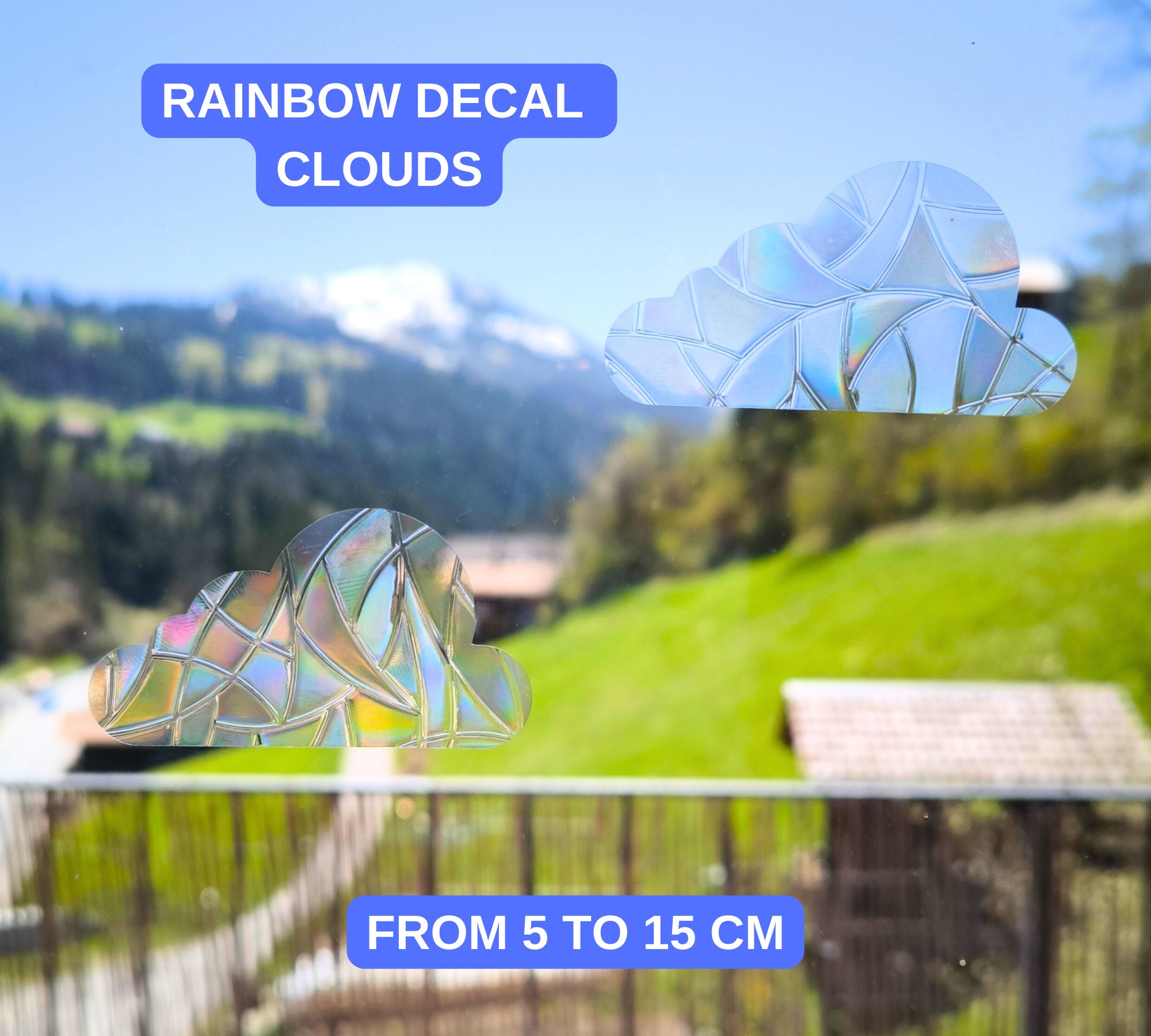 Fluffy Clouds Window Rainbow Decal | Reusable Sun Catcher | Car or ...