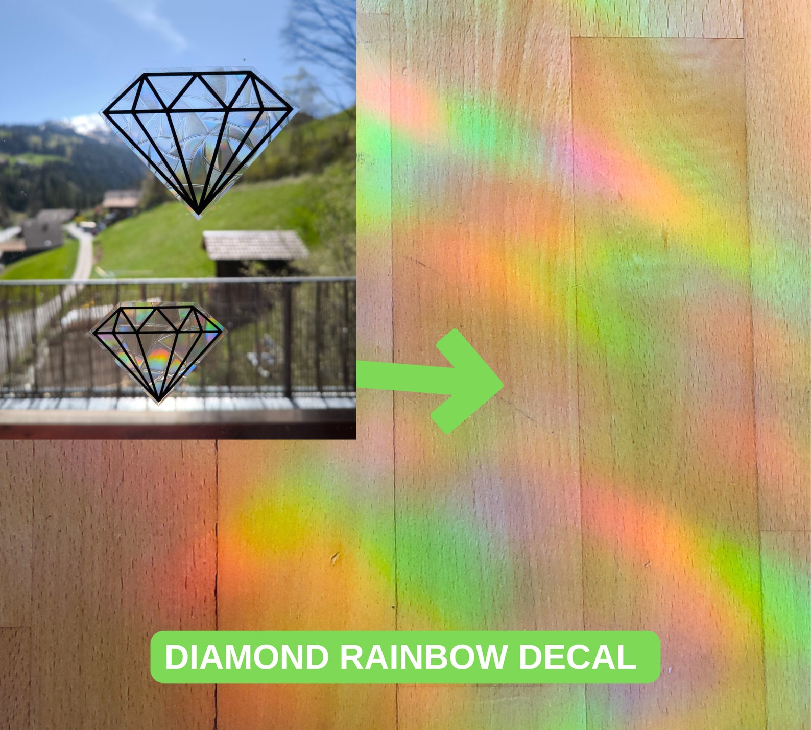 Diamond Rainbow Window Decal | Reusable Sun Catcher | Car or Interior ...