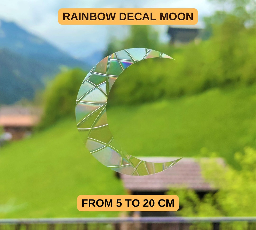 Crescent Moon Window Rainbow Decal Reusable Sun Catcher - Etsy