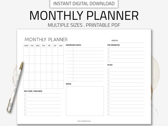 Monthly Goal Planner Printable Monthly to Do List Printable - Etsy