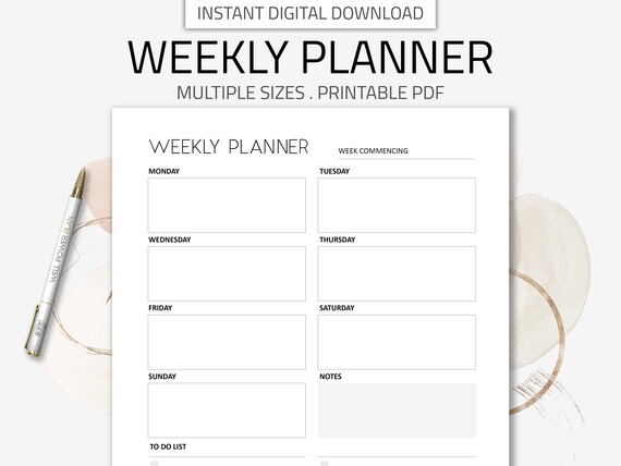 Weekly Habit Tracker Printable Weekly Planner Printable Weekly - Etsy