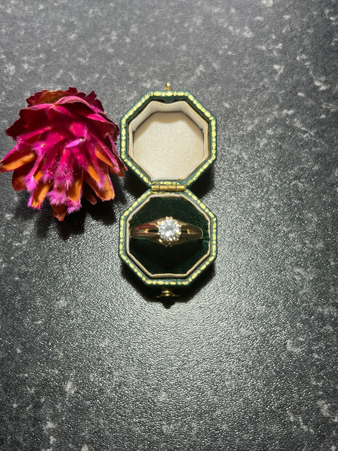 Vintage 9ct Yellow Gold Belcher Ring Setting With Large Diamond Like ...