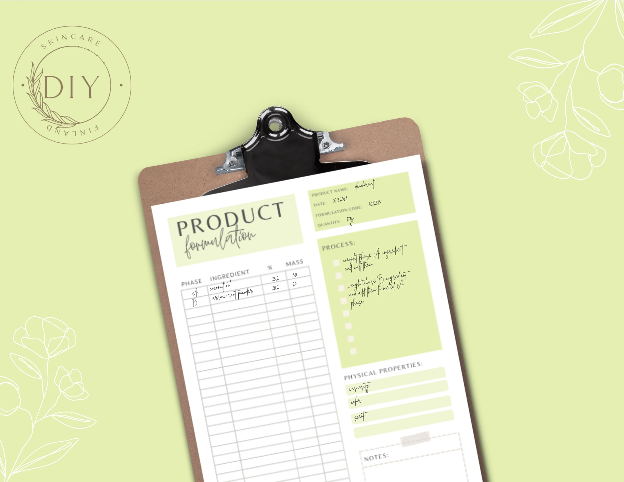 DIY Skincare Formulation Calculator | Printable Skincare Formulation ...
