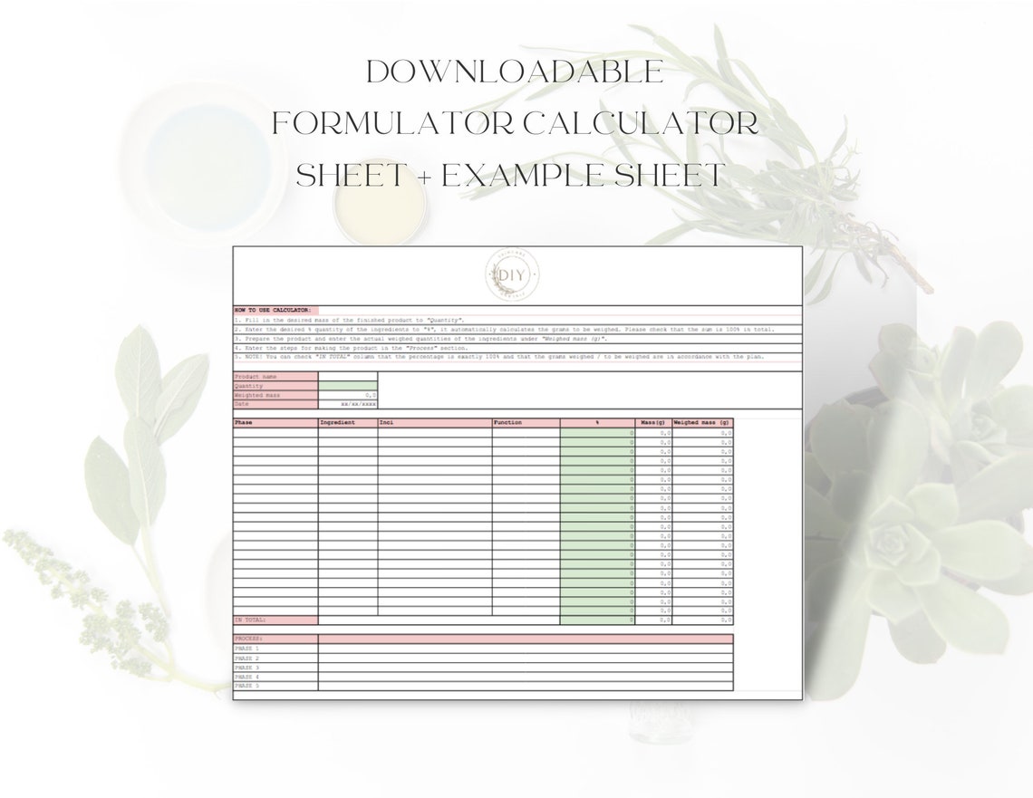 DIY Skincare Formulation Calculator | Printable Skincare Formulation ...