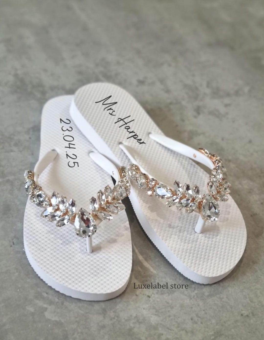 Personalised Bride Sliders, Bride Slippers,wedding Bride Sliders ...
