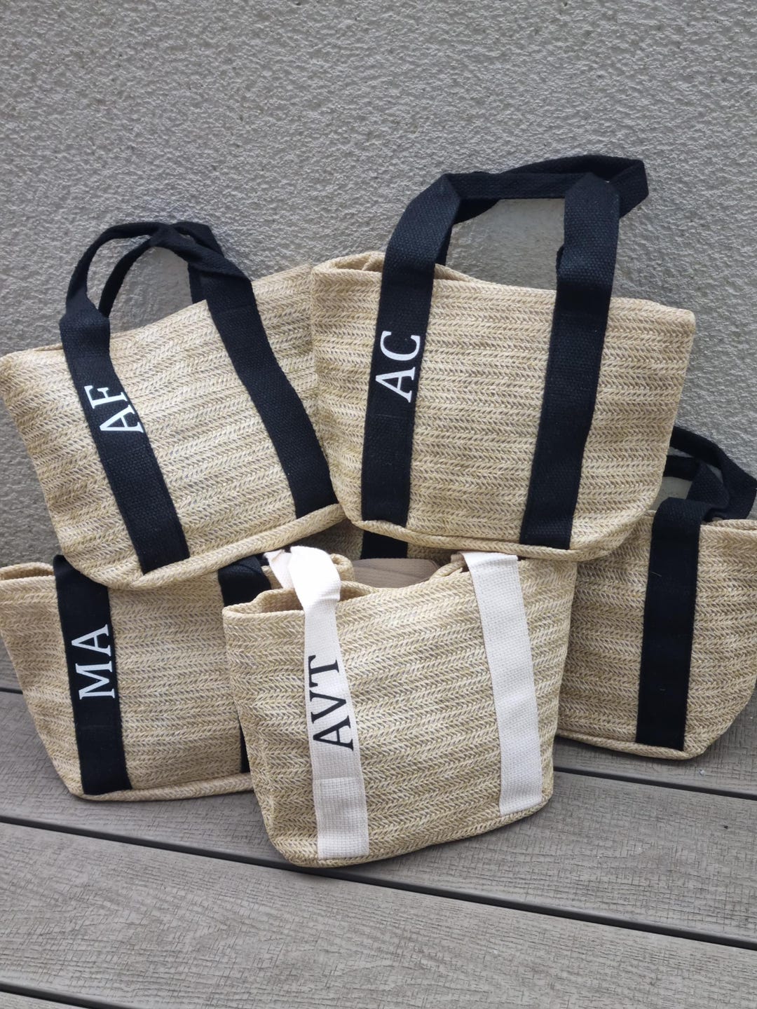 Bridebag/mini Straw Bag/ Mini Tote Bag/ Beach Bag/ Personalised Beach ...