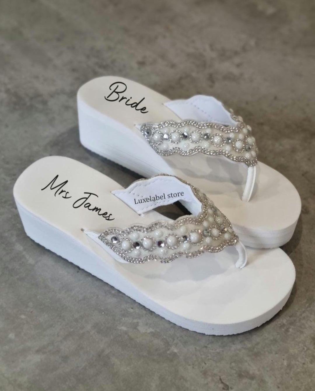 Personalised Bride Shoes, Bridesmaid Slippers, Hen Party Sliders ...