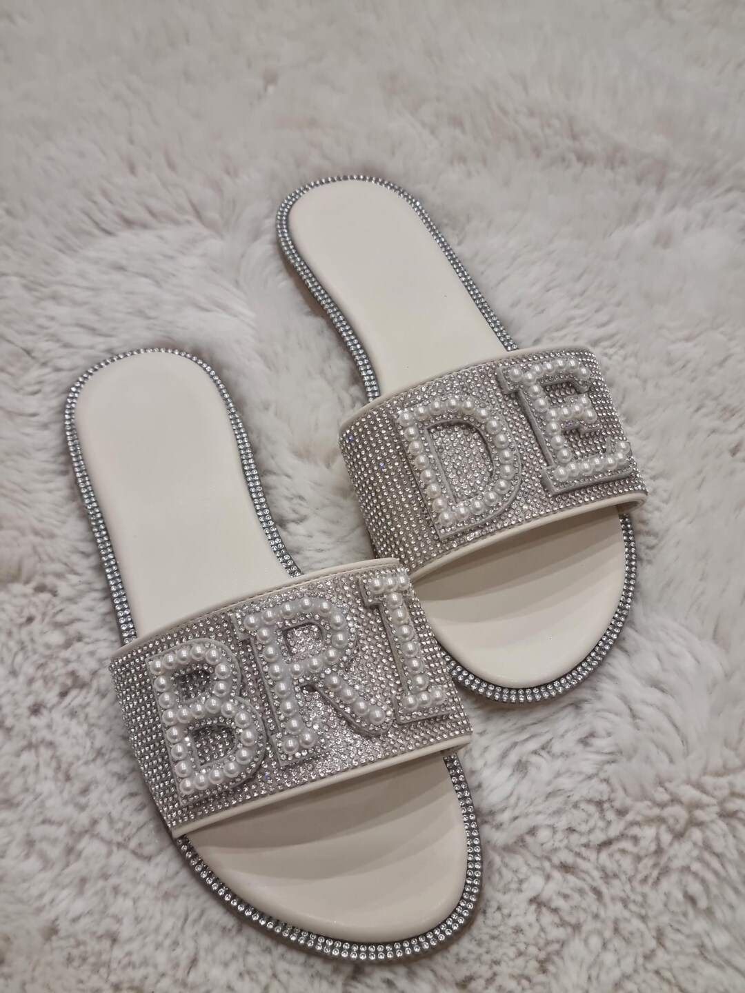 Personalised Bride Shoes, Bridesmaid Slippers, Hen Party Sliders ...