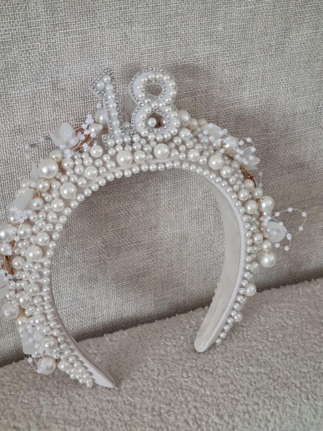 Handmade Pearl Birthday Crown Headband: Gold Embellishments - Etsy