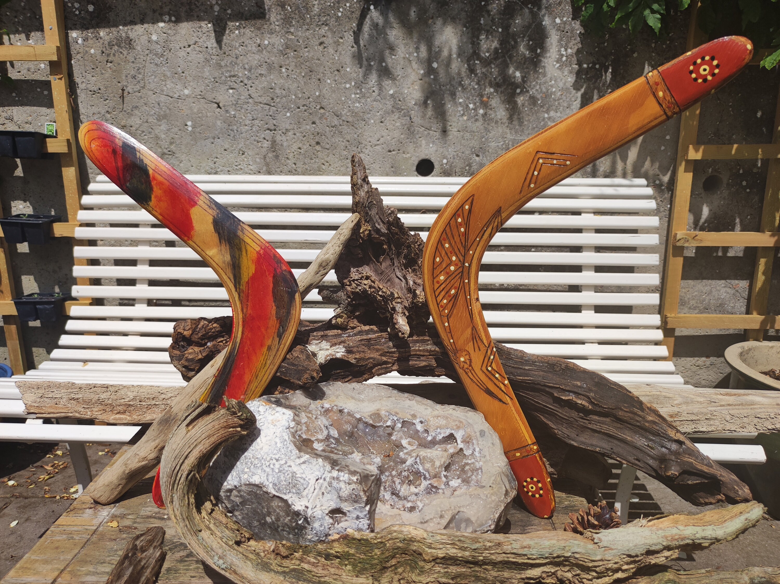 Vintage Boomerangs, Beautiful Pair of Hand Carved, One From Gippsland ...