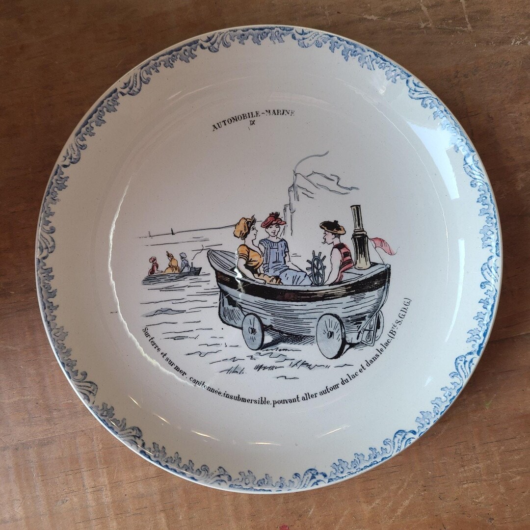 Antique MONTEREAU - HBCM 19th C French Plate Automobile-marine IX - Etsy
