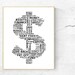 Printable Money Dollar Word Art Wall Art DIGITAL DOWNLOAD - Etsy