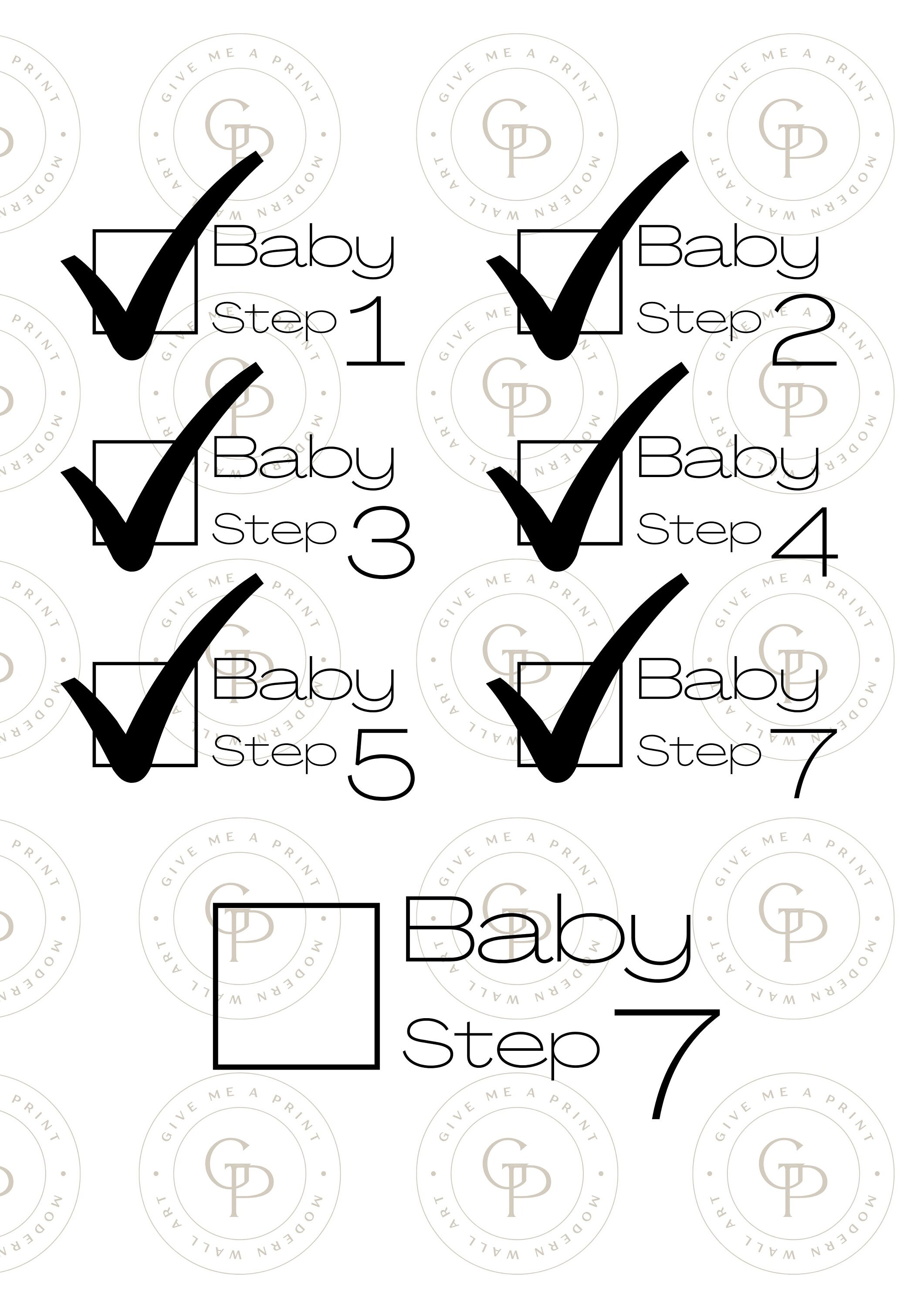 Printable Dave Ramsey Baby Steps Checkoff Wall Art - DIGITAL DOWNLOAD ...