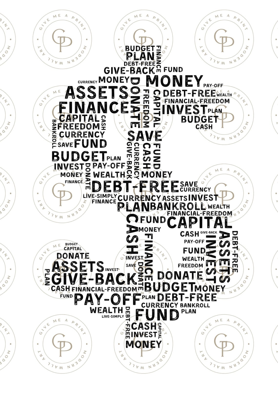 Printable Money Dollar Word Art Wall Art DIGITAL DOWNLOAD - Etsy