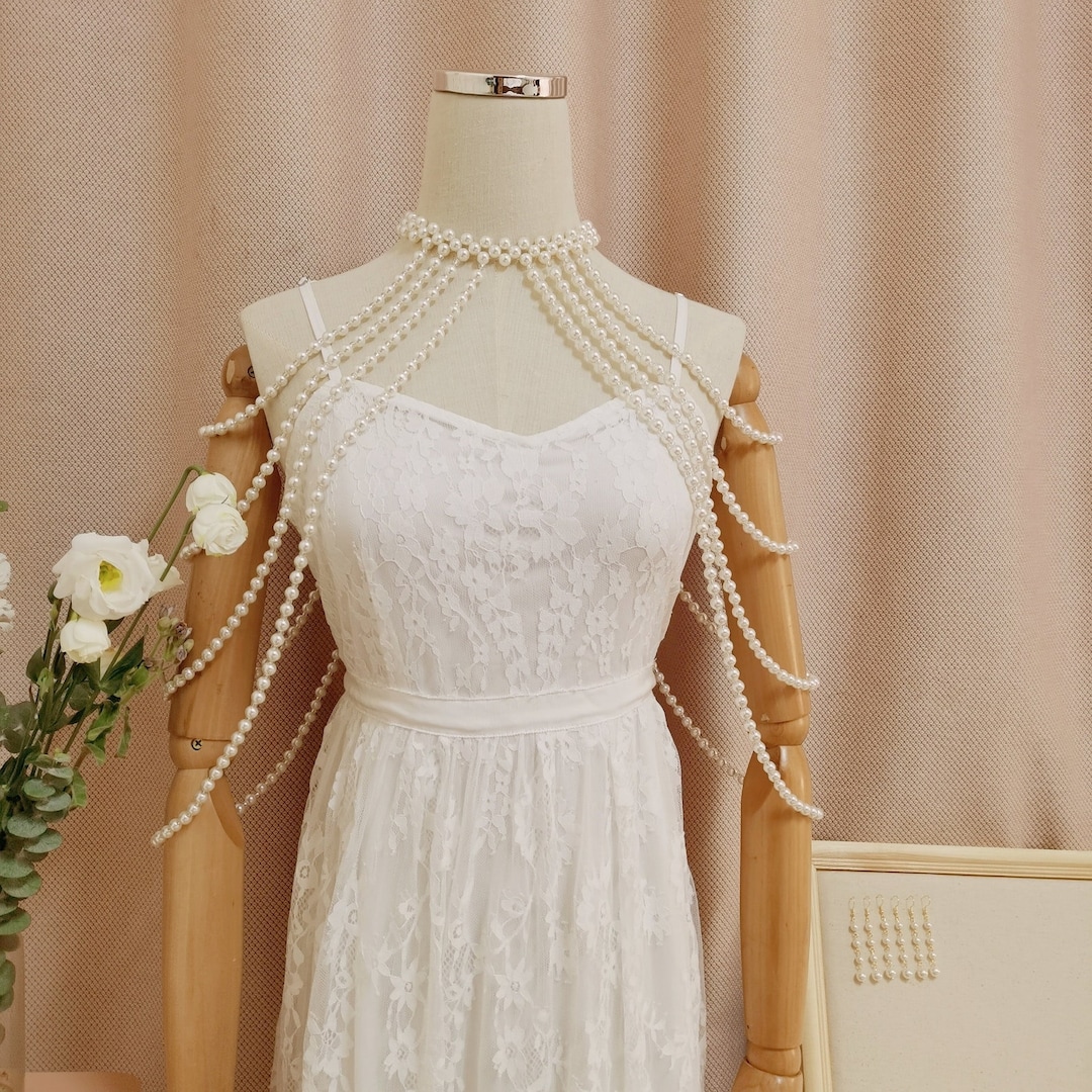 Handmade Pearl Body Chain,bridal Body Jewelry,pearl Body Chain Bra ...