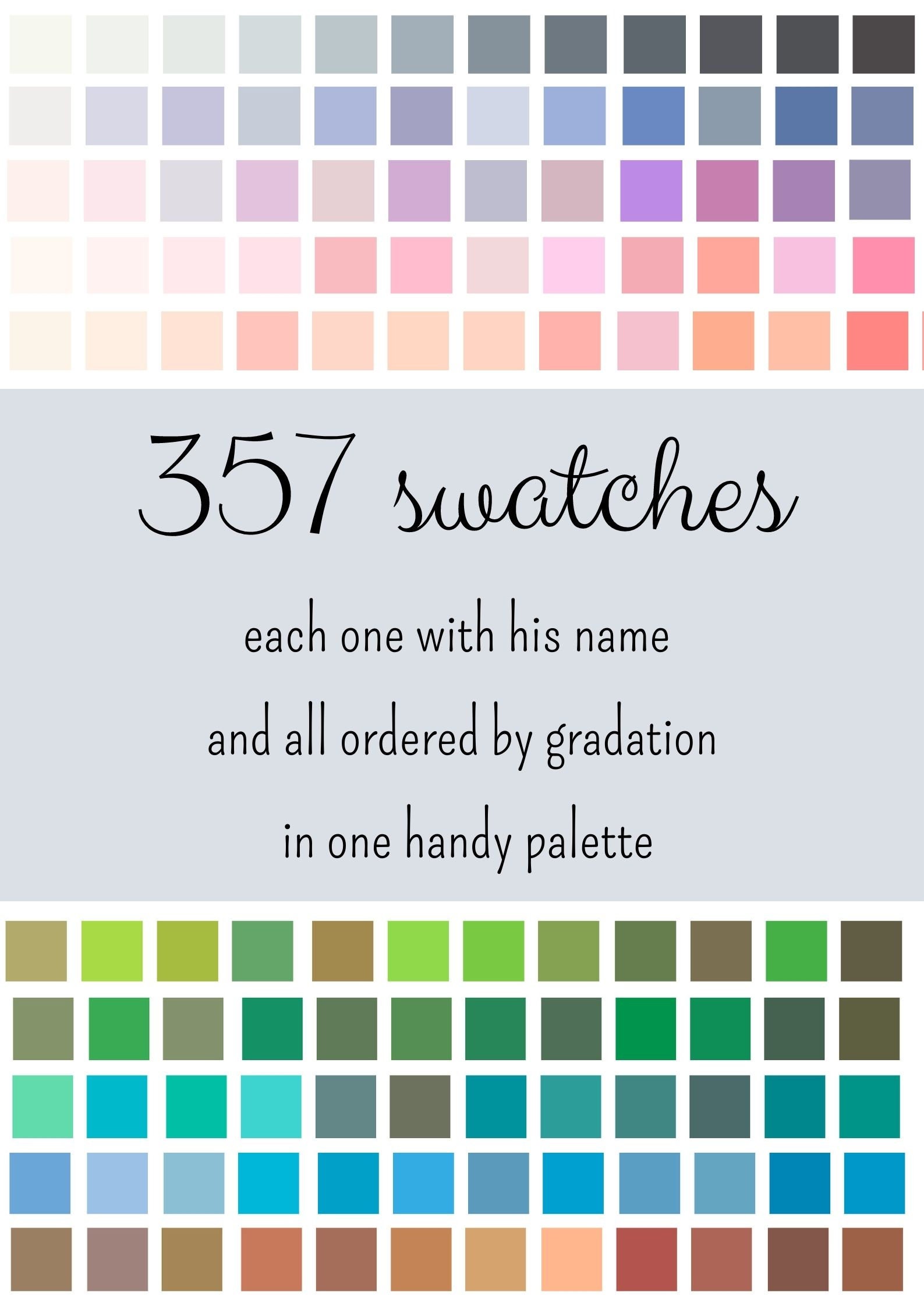 357 Photoshop Color Swatches + 4 Brushes & PDF Chart – Full Palette ...