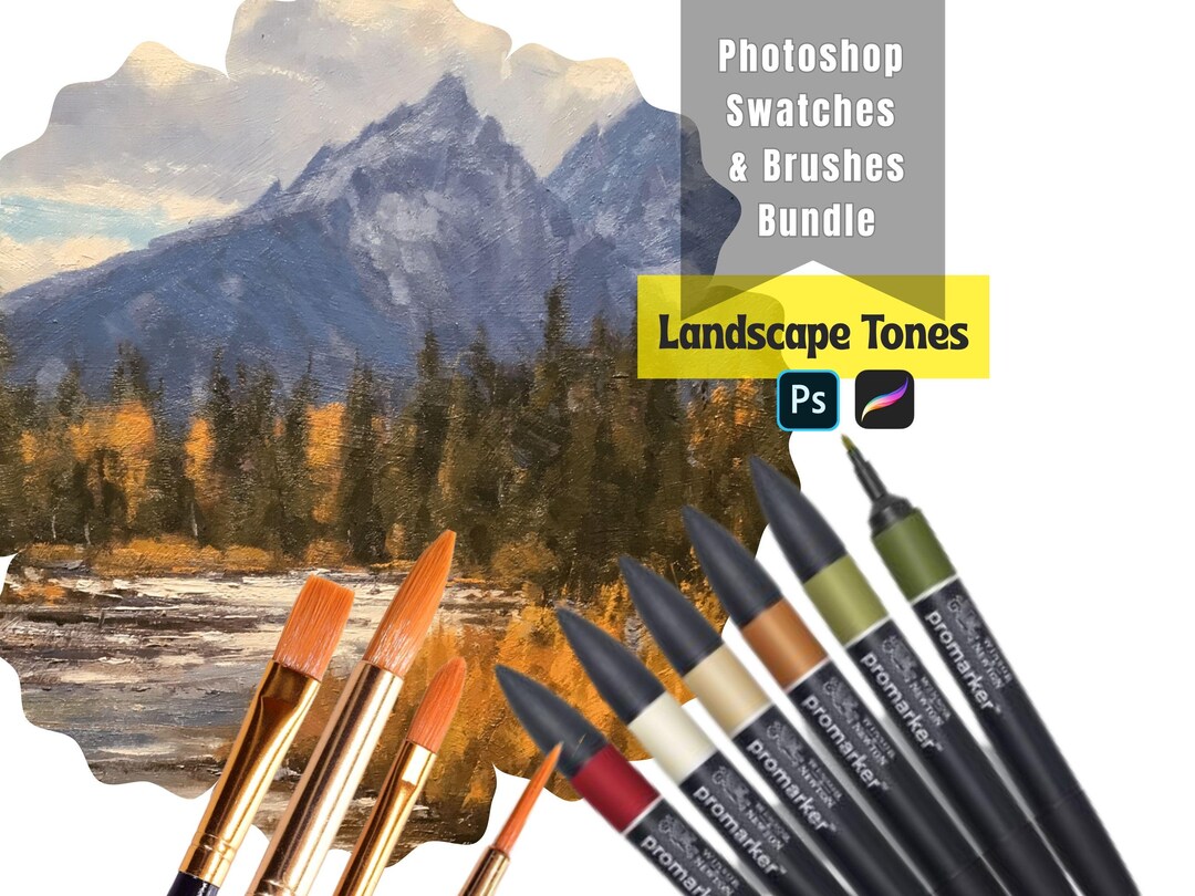 Landscape Photoshop Bundle – 12 Color Palettes + 61 Artistic Brushes ...