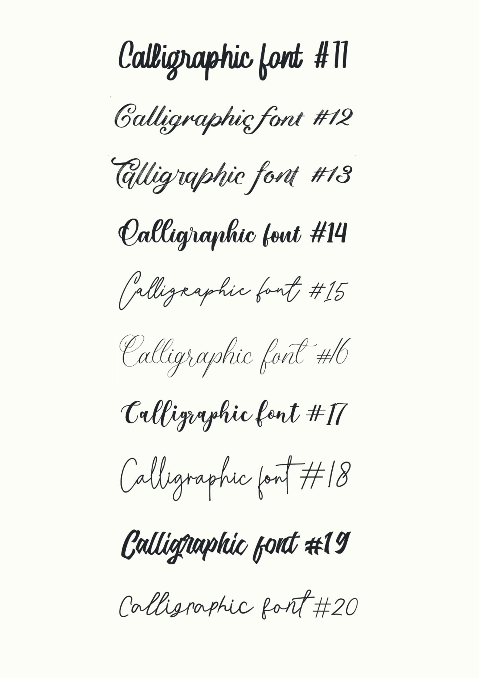 Calligraphic Fonts Set Calligraphy and Script Calligraphic Styles - Etsy