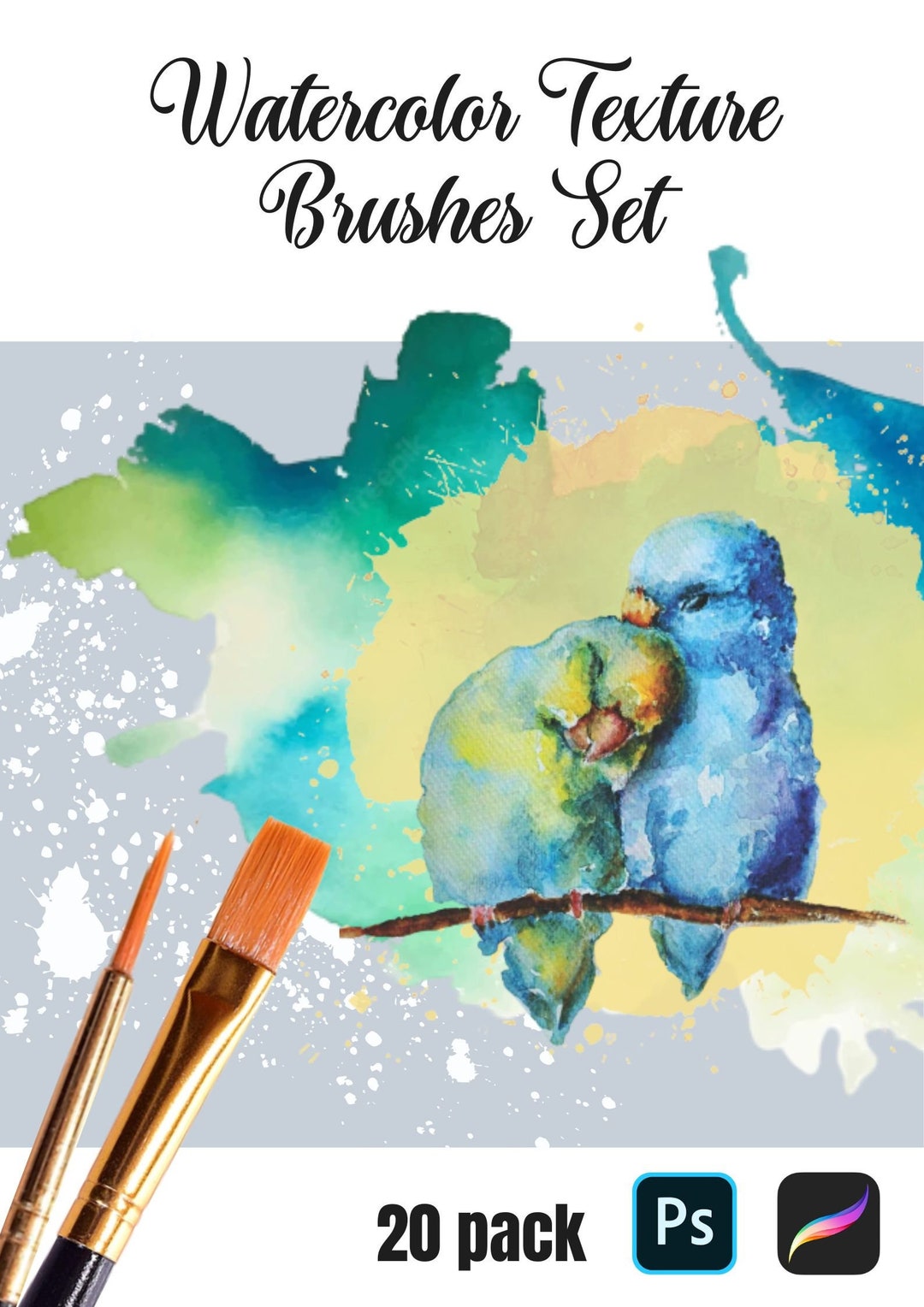 Photoshop Brushes Set Watercolor Texture Brushes Watercolour Brushes ...
