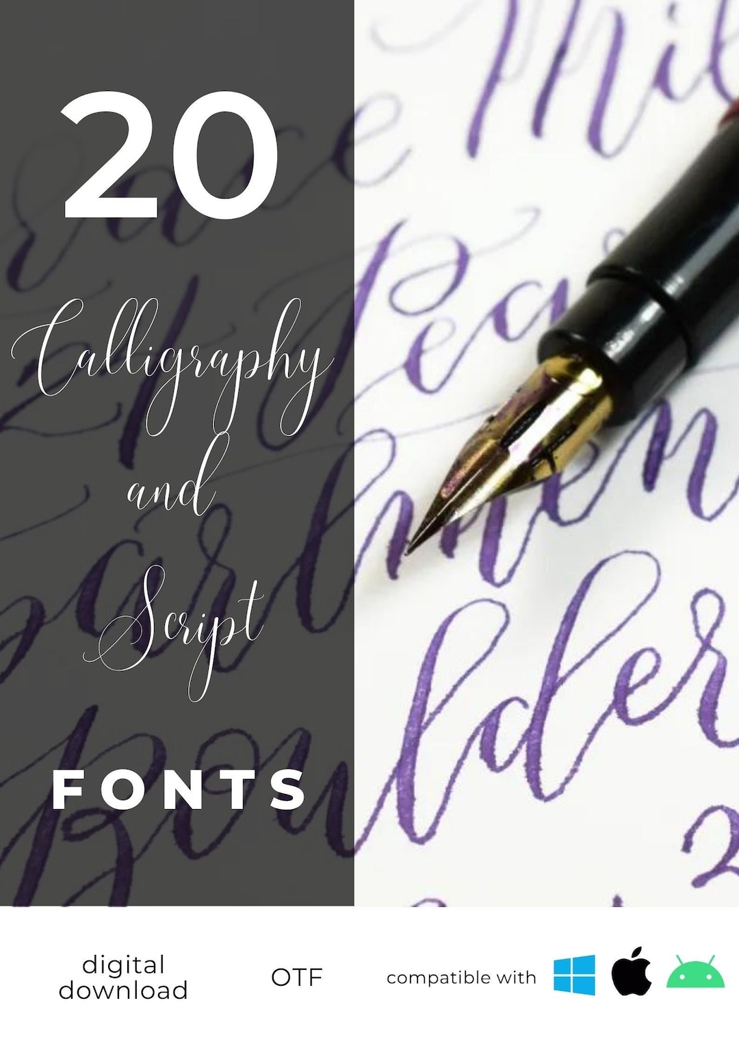 Calligraphic Fonts Set Calligraphy and Script Calligraphic Styles - Etsy