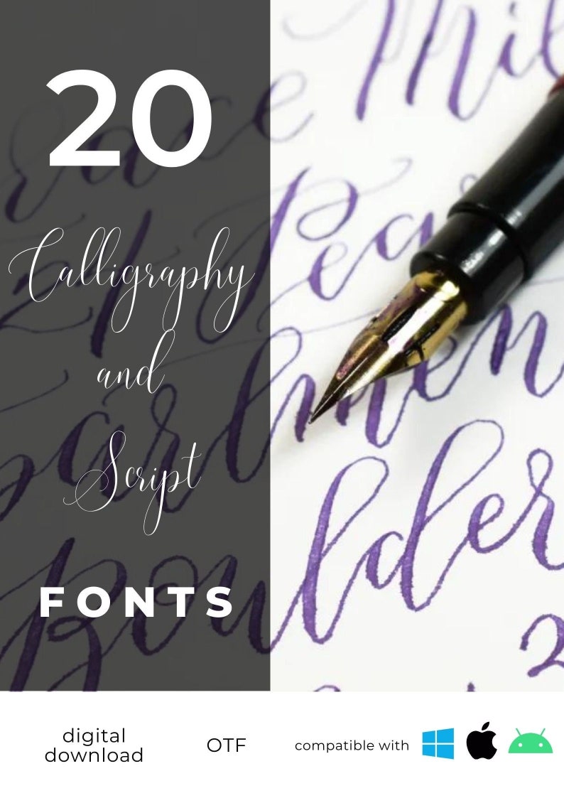 Calligraphic Fonts Set Calligraphy and Script Calligraphic Styles - Etsy