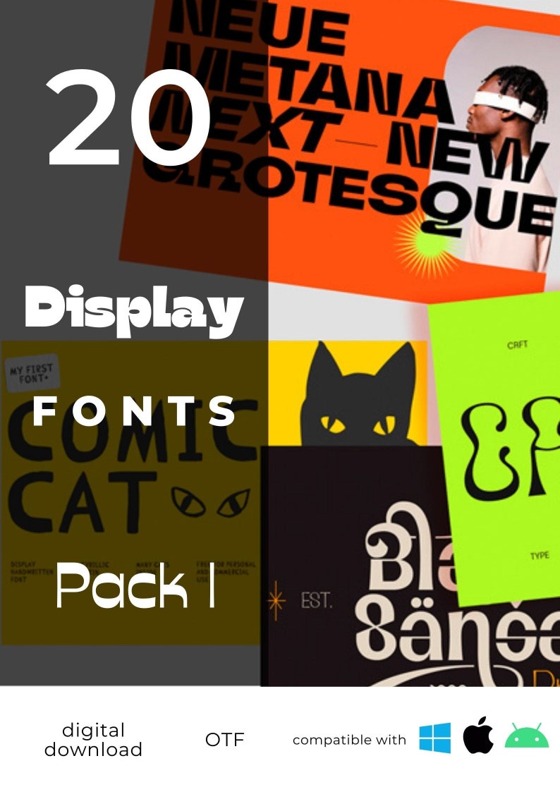 Display Fonts Set Pack I Serif Retro Modern Gothic Comic Styles - Etsy