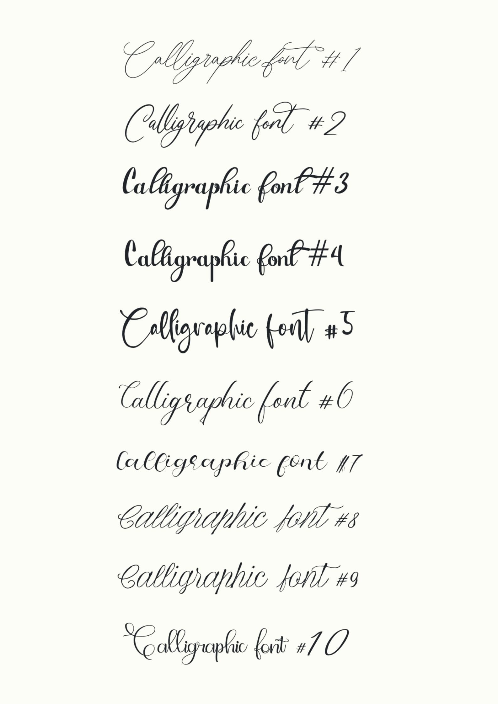 Calligraphic Fonts Set Calligraphy and Script Calligraphic Styles - Etsy